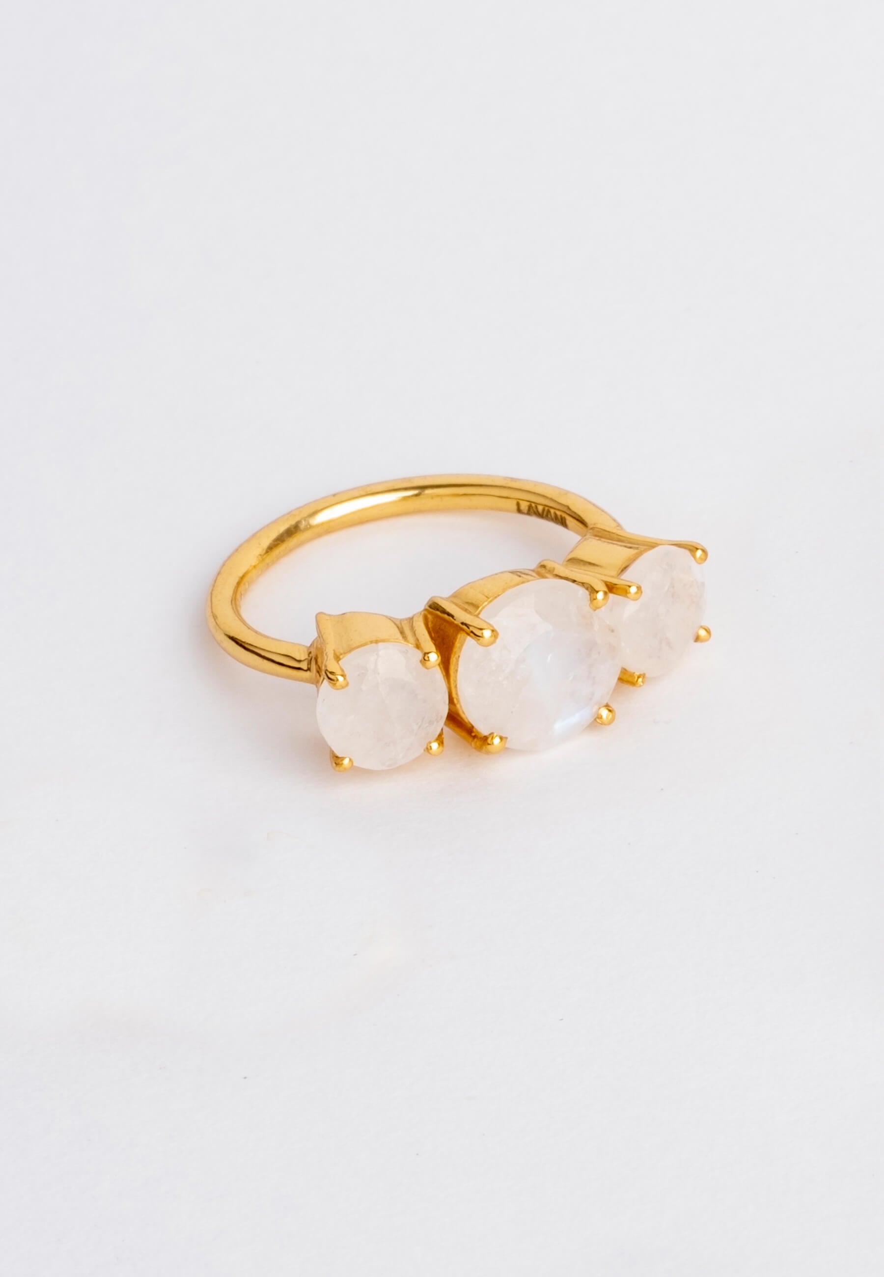 Ring with white natural stone | Moonstone ring - Lavani Jewels