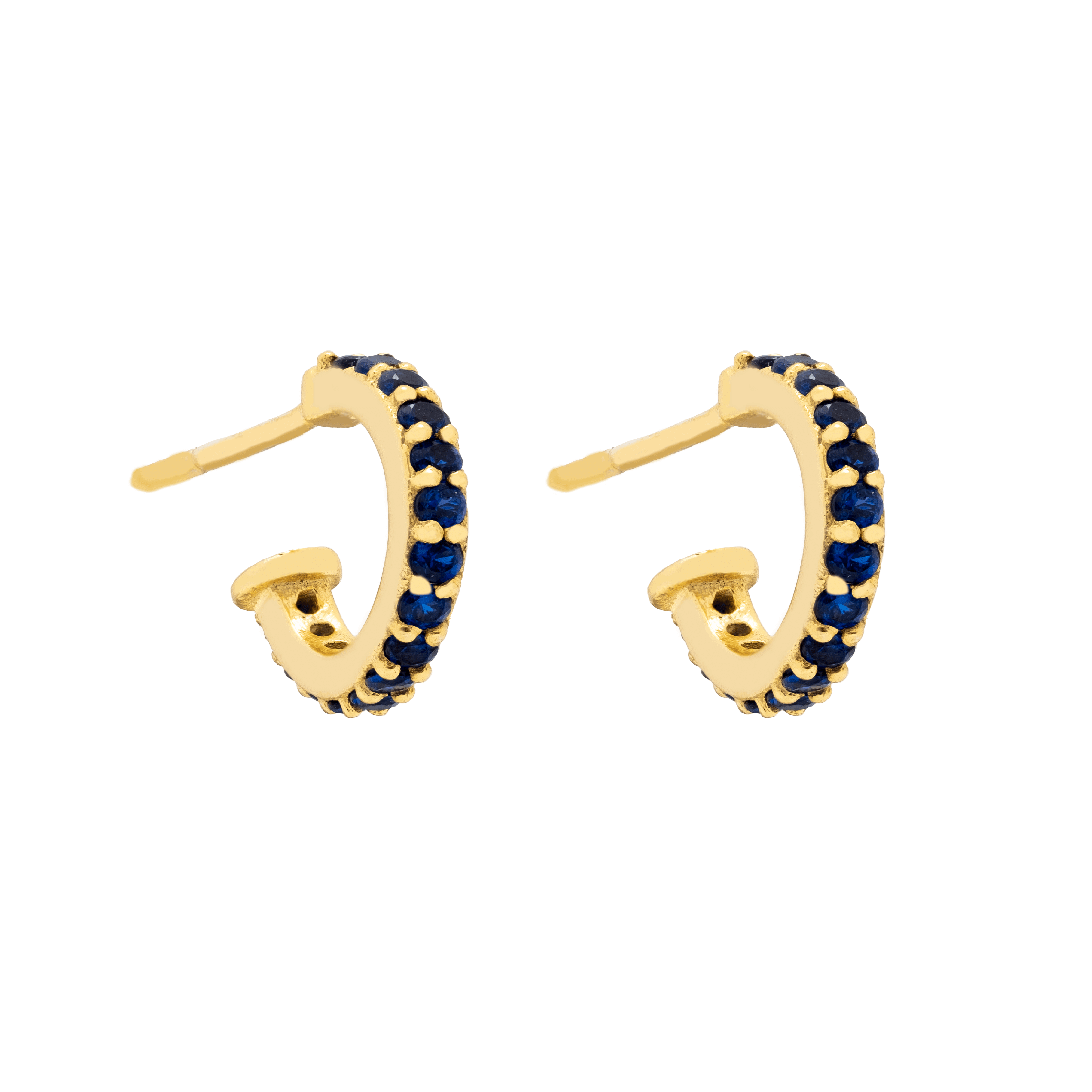 Aros Mini Dorados Azul | Lavani Jewels